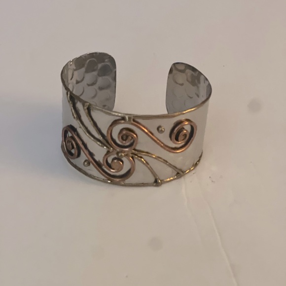 QVC | Jewelry | Qvc Silver And Brass Hammered Metal Cuff | Poshmark